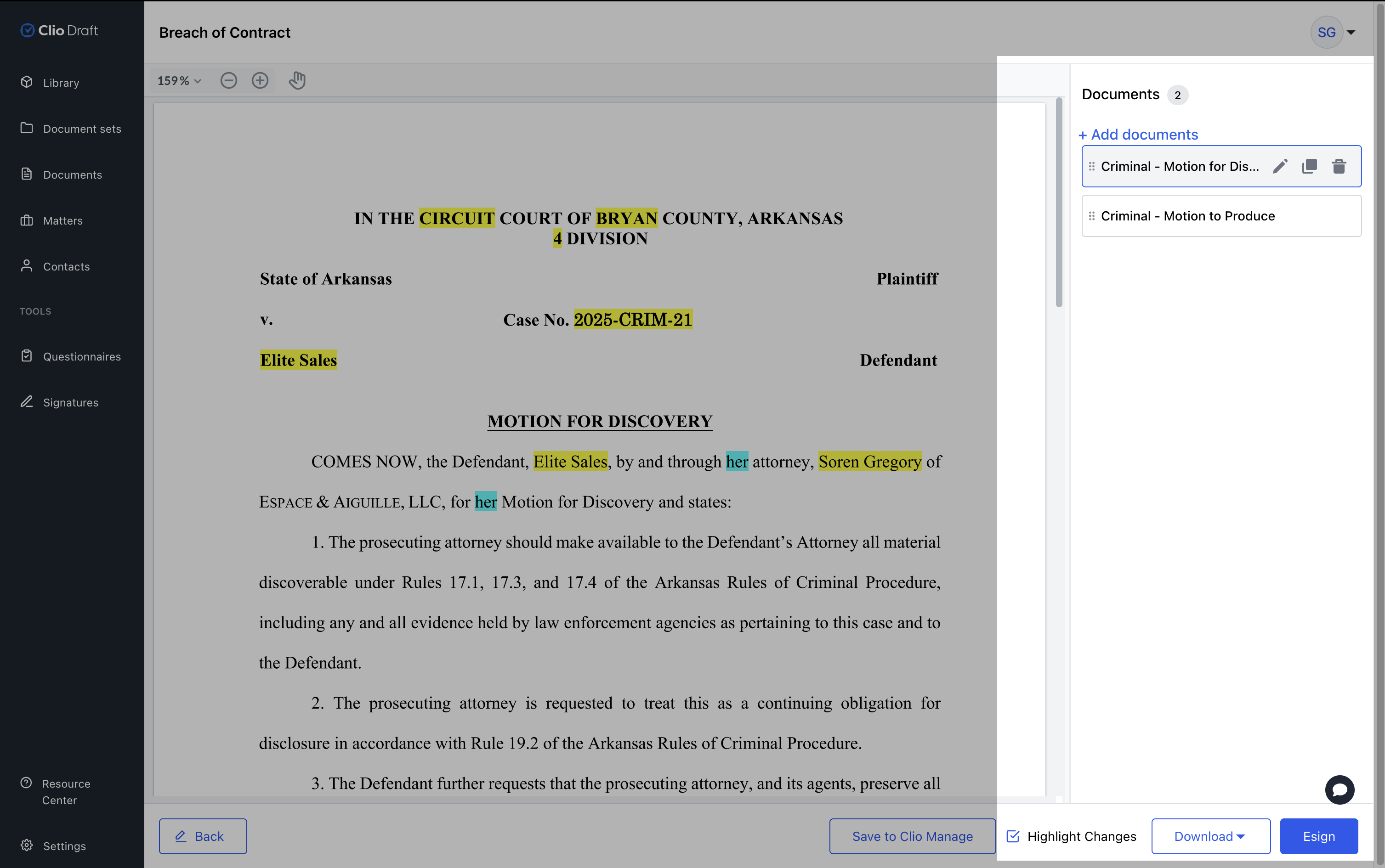 Clio Draft: Draft and Manage Documents – Home
